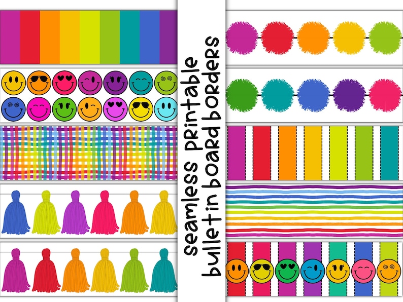 Printable Bulletin Board Borders: Rainbow Classroom Decor (PDF) - Etsy