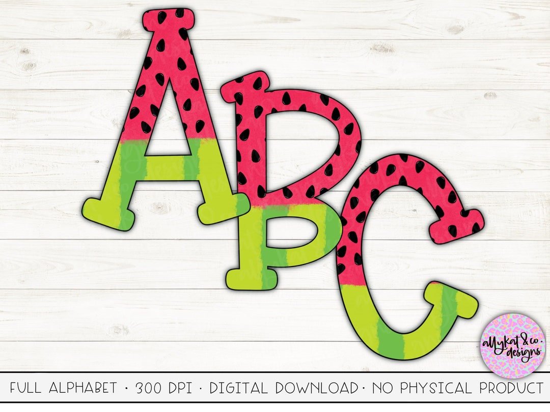 Watermelon Sublimation Alphabet | Sublimation Letters | A-Z Upper Case ...