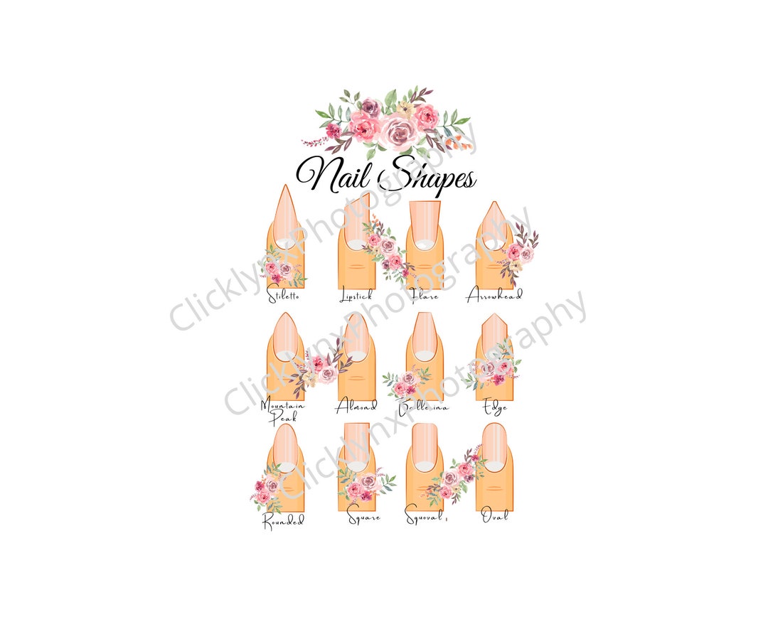 Printable Nail Shapes Wall Print Nail Salon Decor Manicure Pedicure ...