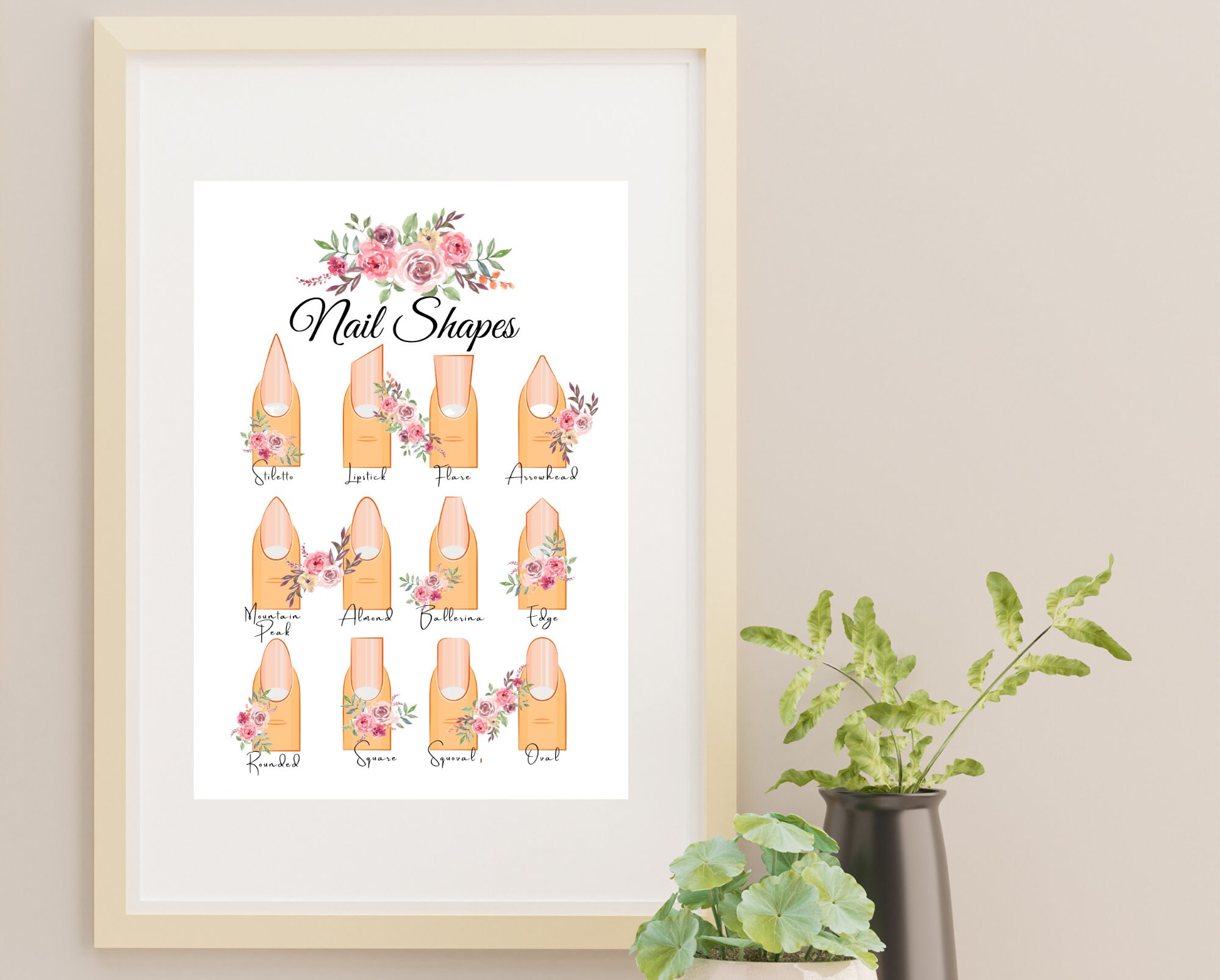 Printable Nail Shapes Wall Print Nail Salon Decor Manicure - Etsy