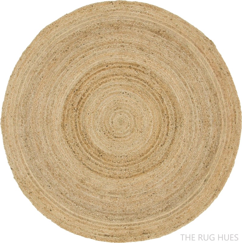 4x4 5x5 6x6 7x7 Jute Natural Round Rug With off White - Etsy
