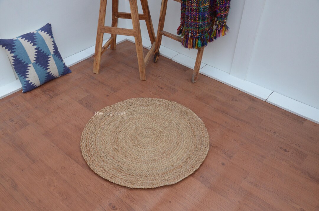 Natural Organic Jute Round Jute Braided Round Rug Natural Fiber Rug ...