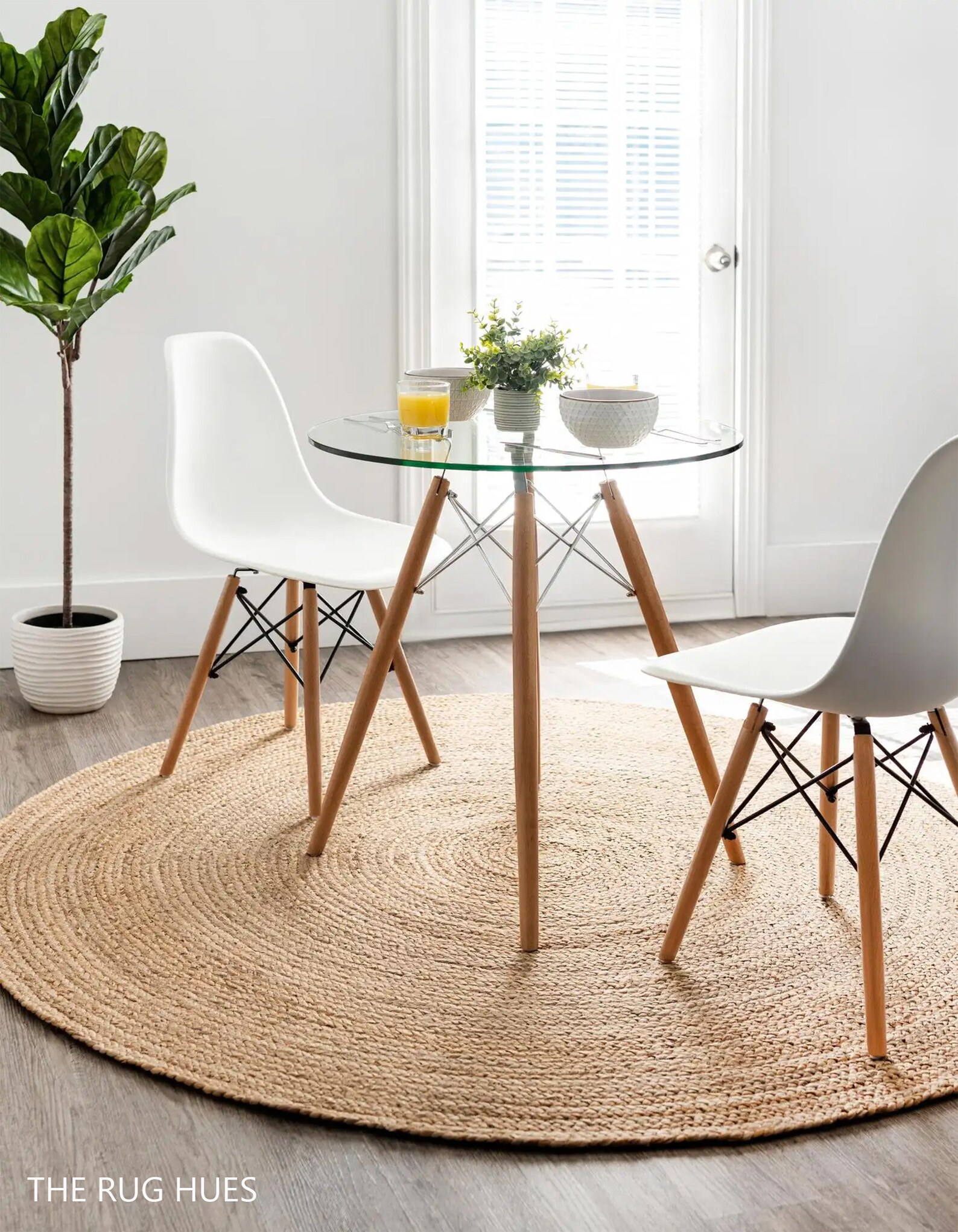 4x4 5x5 6x6 7x7 Jute Natural Round Rug With off White - Etsy