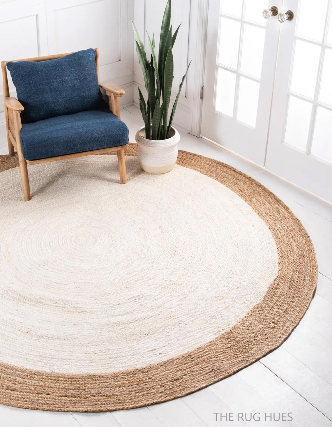 4x4 5x5 6x6 7x7 Jute Natural Border Round Rug Braided Jute - Etsy