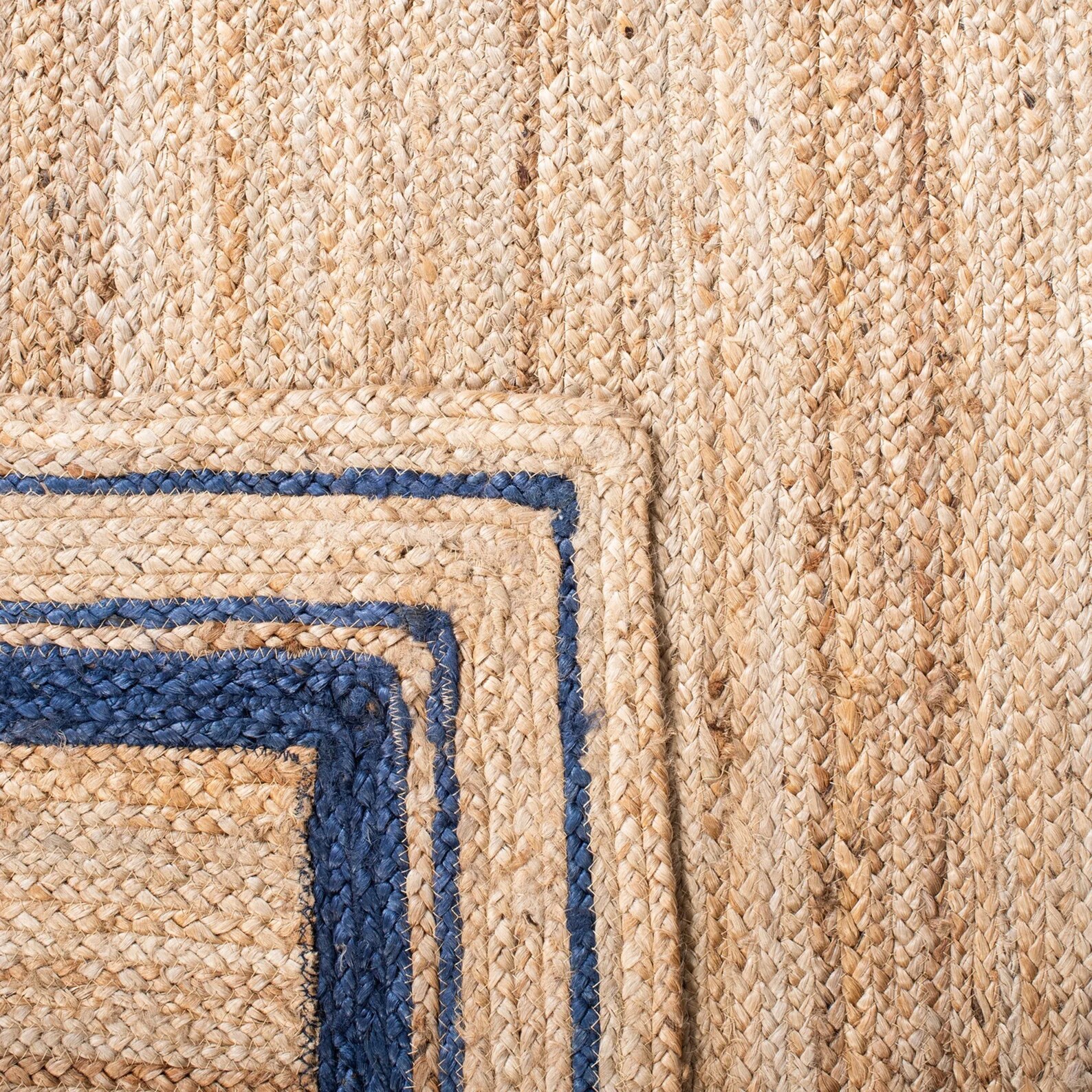 Blue Bordered Natural Jute Rug Jute Area Rug Boho Rug - Etsy