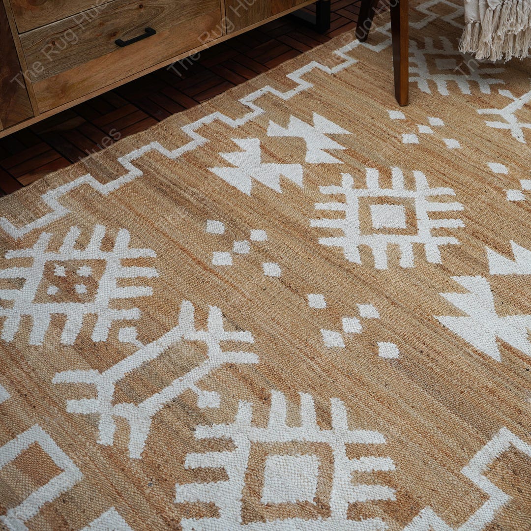 Natural Jute Rug, Bohemian Area Rug, off White Rug, Boho Jute Rug ...