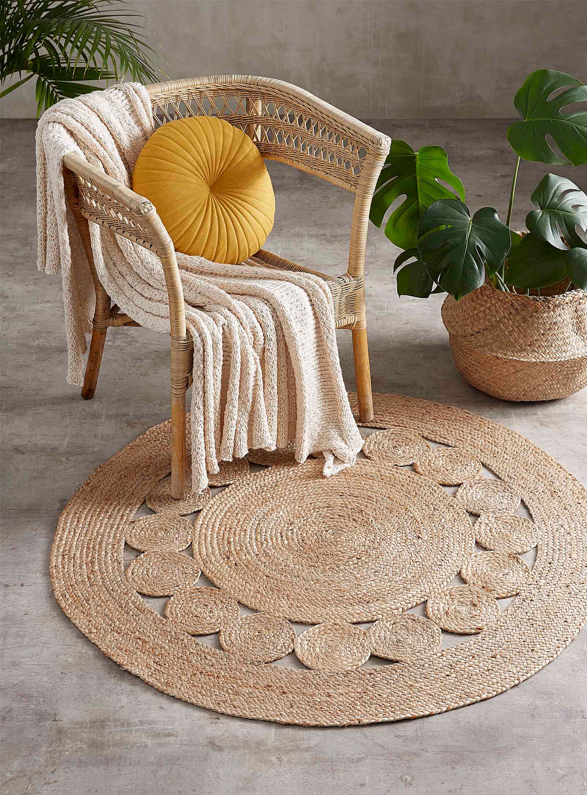 Natural Jute Braided Rug 4x4 5x5 6x6 Jute Round Rug Bohemian - Etsy