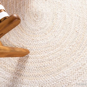 4x4, 5x5, 6x6, 7x7 Jute Natural Border Round Rug Braided Jute Rug ...