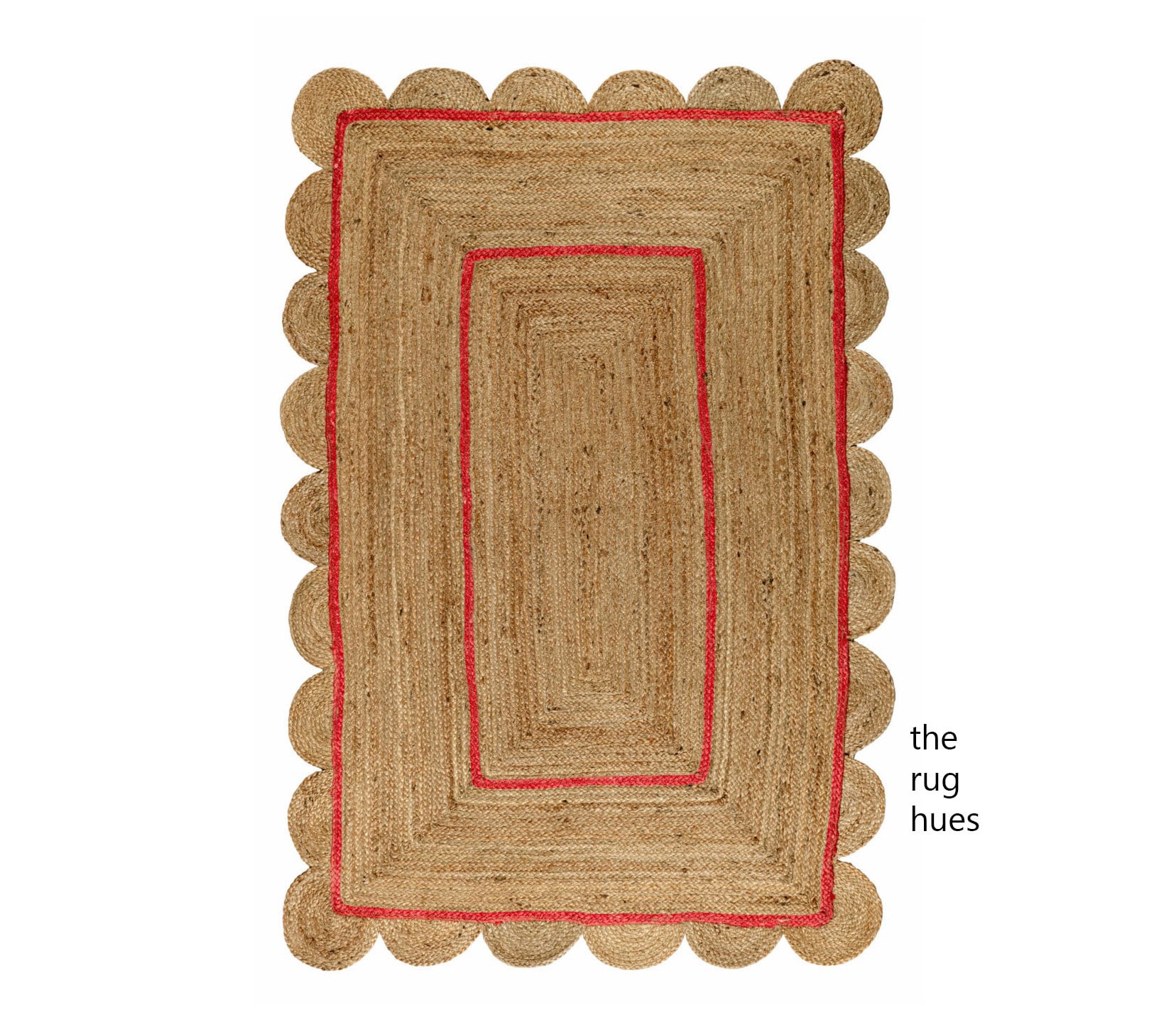 Boho Scallop Jute Area Rug Indian Scalloped Rug Natural Jute - Etsy