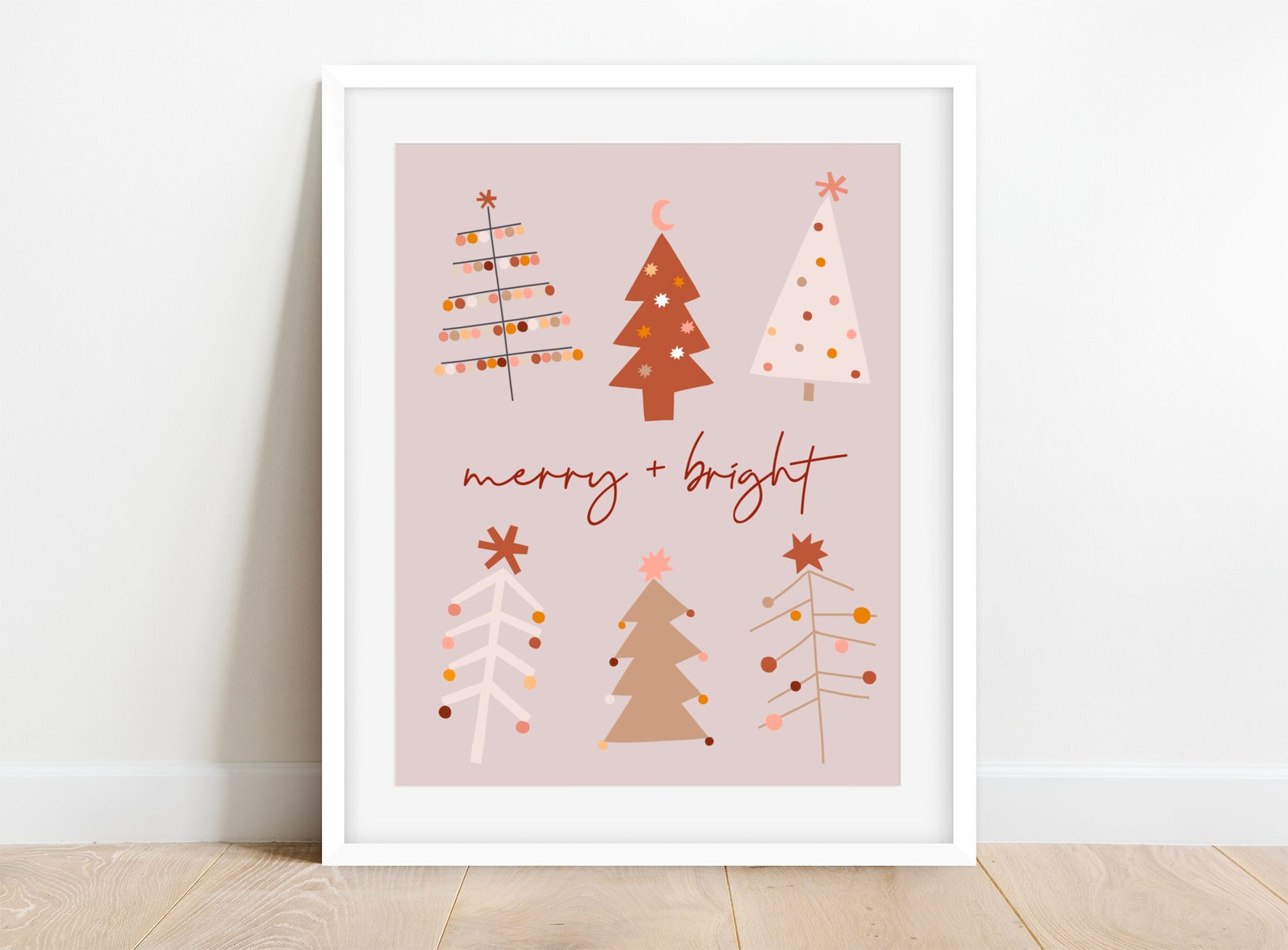 Merry and Bright Christmas Print, Instant Download Poster, Boho ...