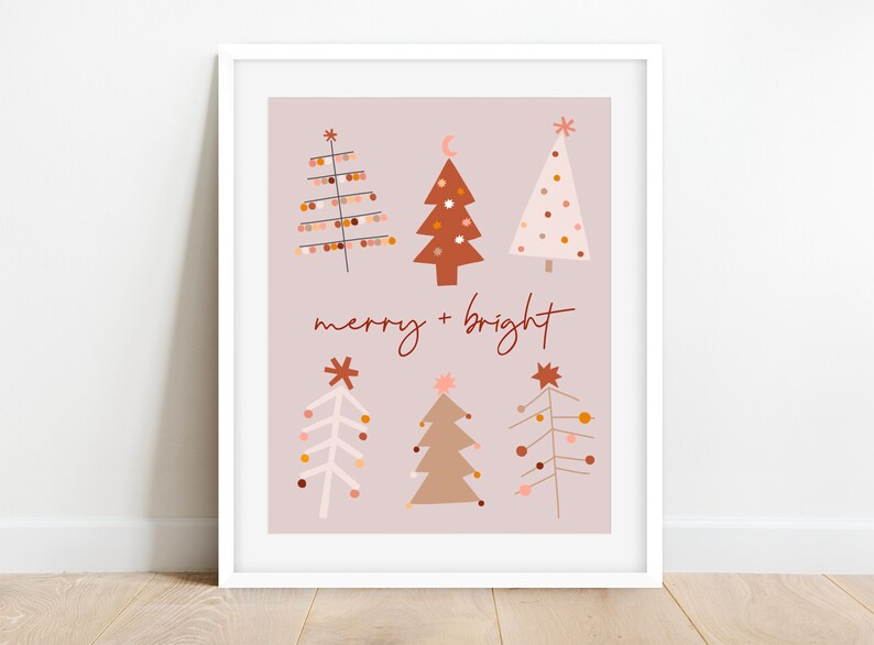 Merry and Bright Christmas Print, Instant Download Poster, Boho ...