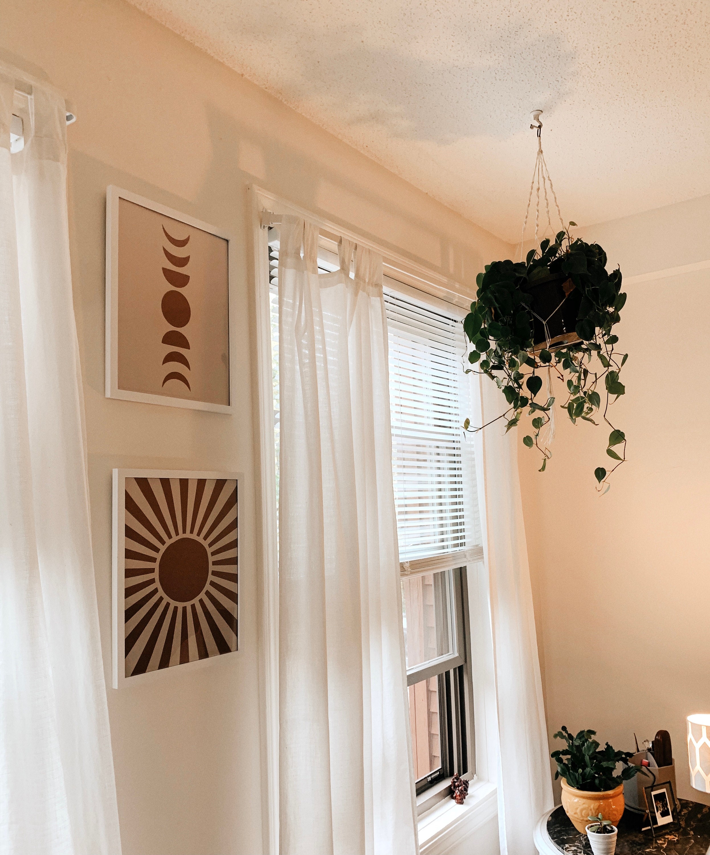 Boho Rust Sun and Moon Poster, Boho Wall Prints, Moon Phase Wall Art ...