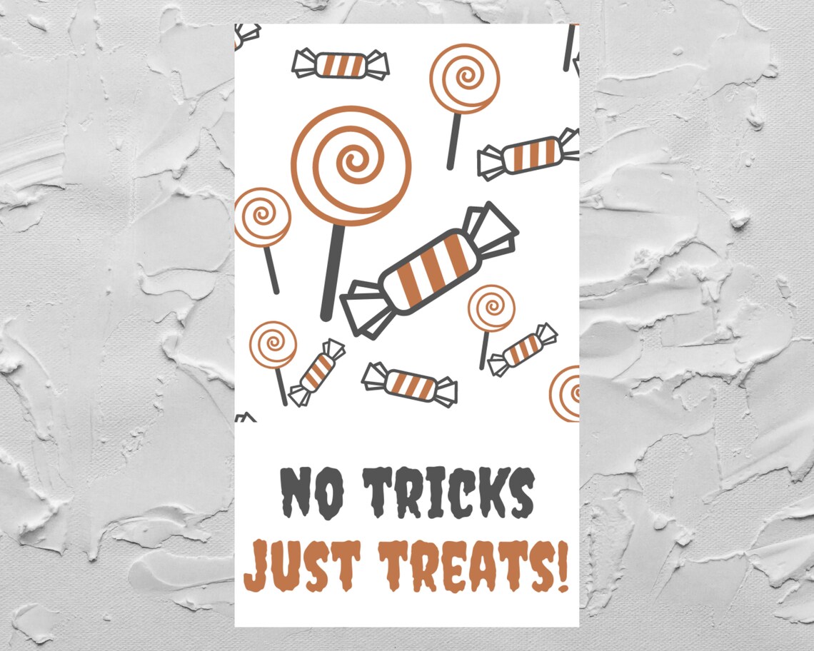 Just Tricks No Treats Tag, Halloween Cookie Tag, Decorated Sugar Cookie ...