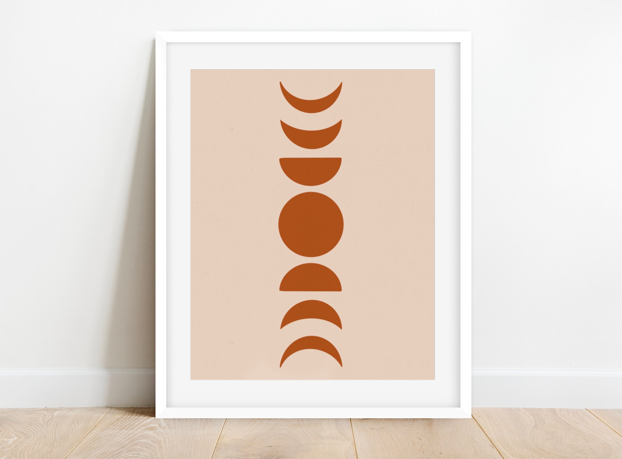 Boho Rust Sun and Moon Poster, Boho Wall Prints, Moon Phase Wall Art ...