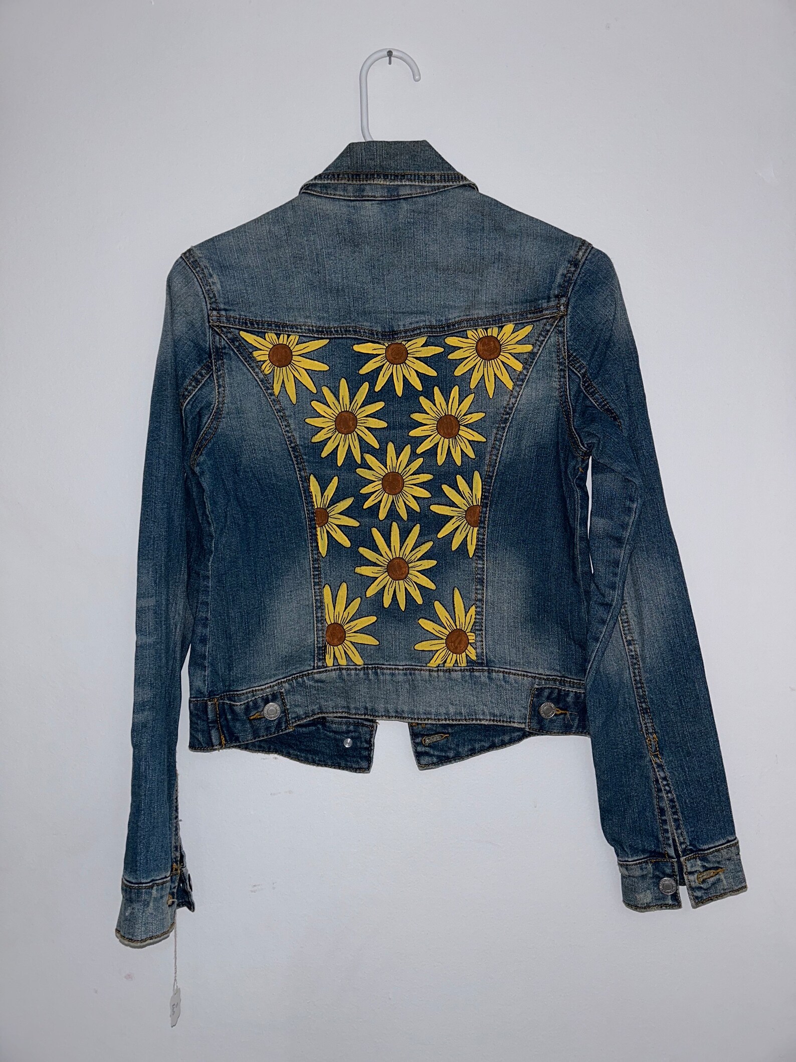 Sunflowers Hand Painted Denim Jacket Upcycled Jean Jacket Thrifted ...
