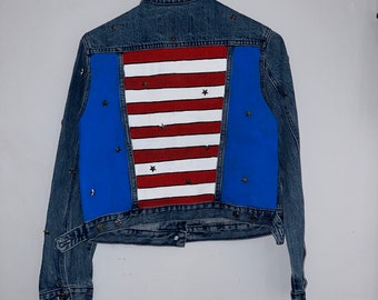 Desert Hand Painted Denim Jacket Upcycled Jean Jacket Thrifted Clothing ...