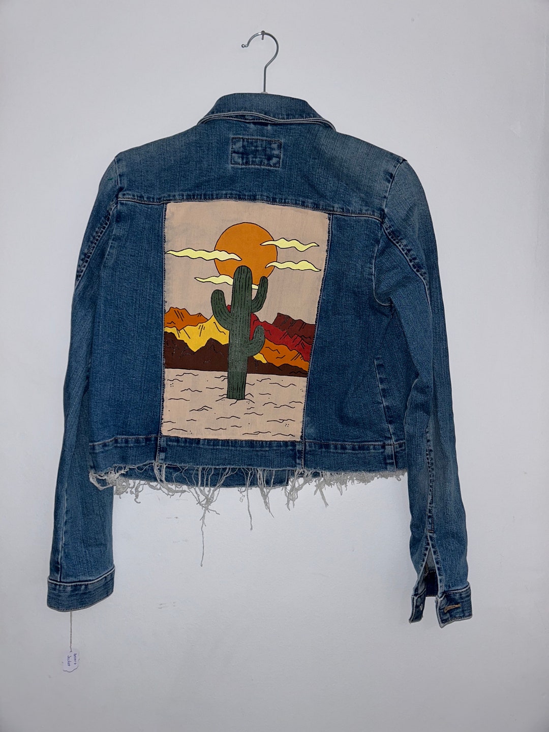 Desert Hand Painted Denim Jacket Upcycled Jean Jacket Thrifted Clothing ...