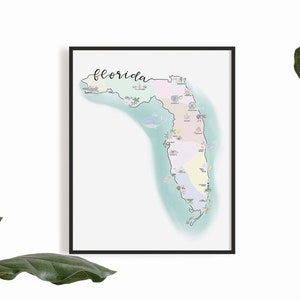 Watercolor Florida Map, State Digital Art Print - Etsy