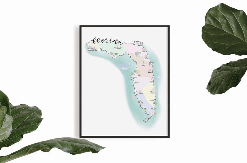 Watercolor Florida Map, State Digital Art Print - Etsy