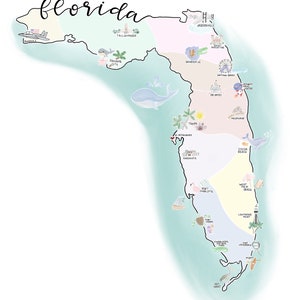 Watercolor Florida Map, State Digital Art Print - Etsy