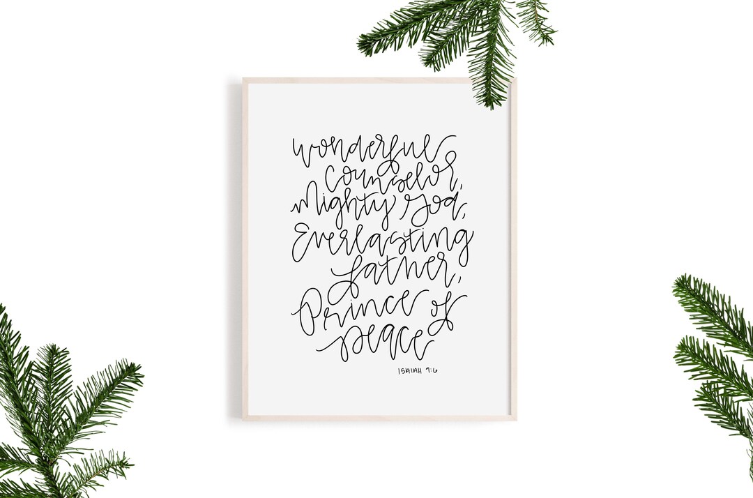 Hand Lettered Verse Isaiah 9:6 Bible Art Print - Etsy