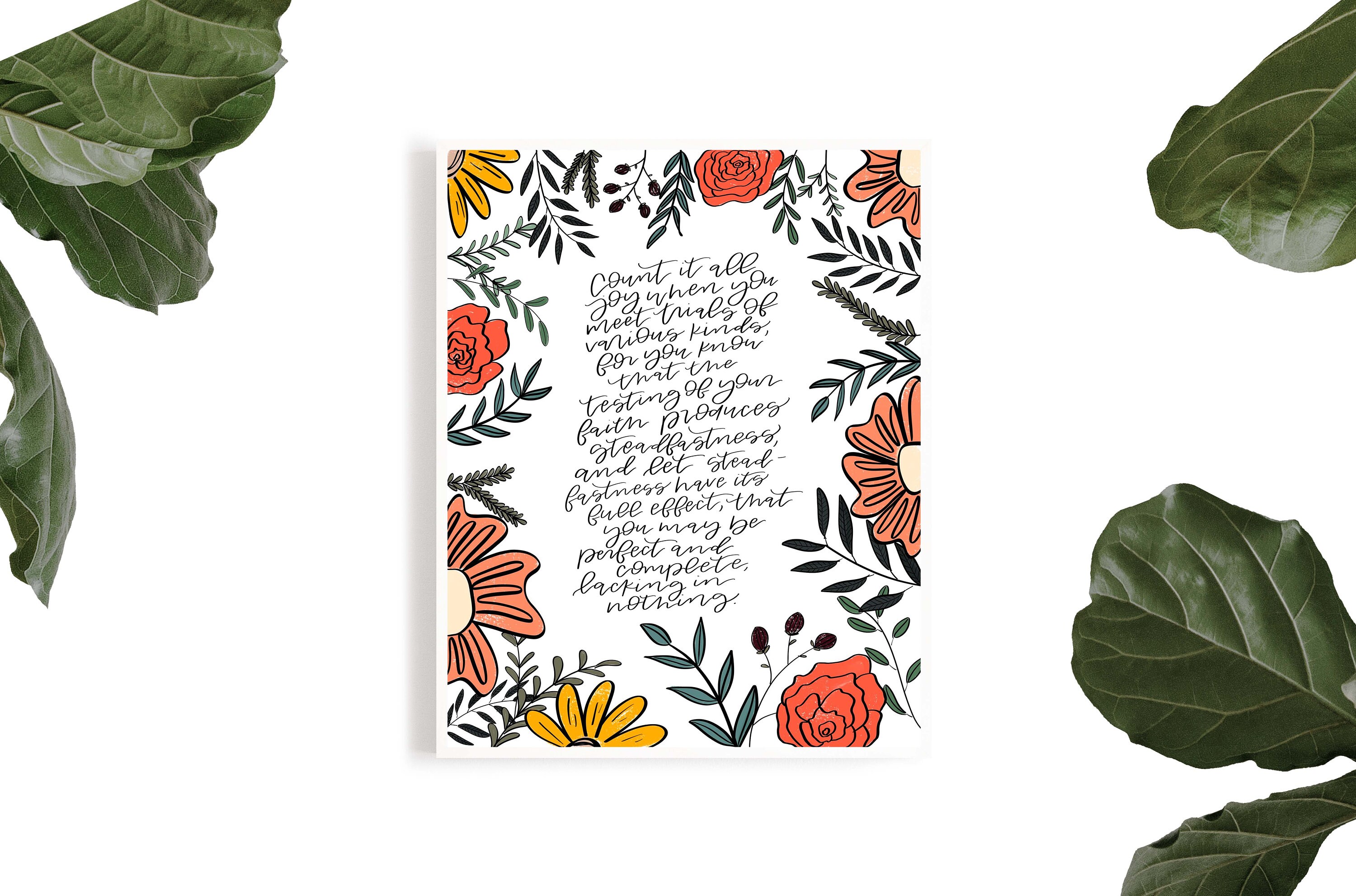 James 1:2-4, Hand Lettered Digital Print - Etsy