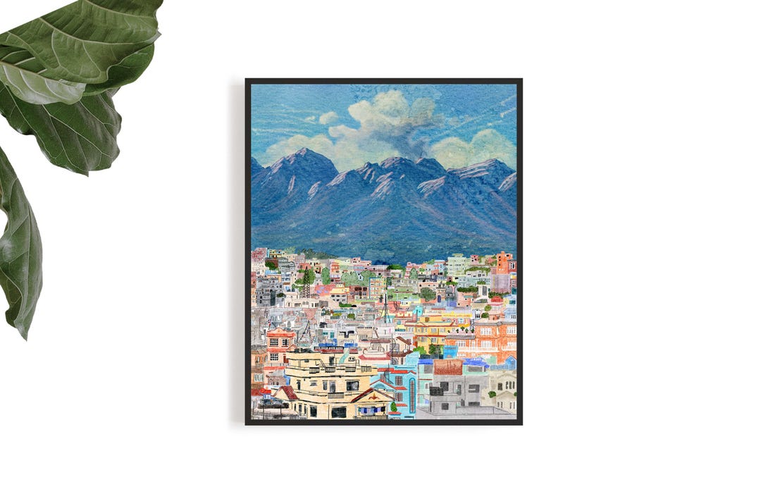 Nepal Digital Print, Mountains City Print, Himalayas Print, Landscape ...