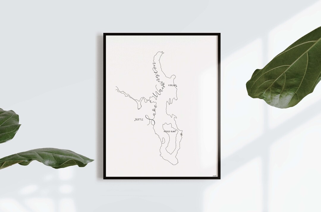 Lake Washington, Seattle Line Art - Etsy