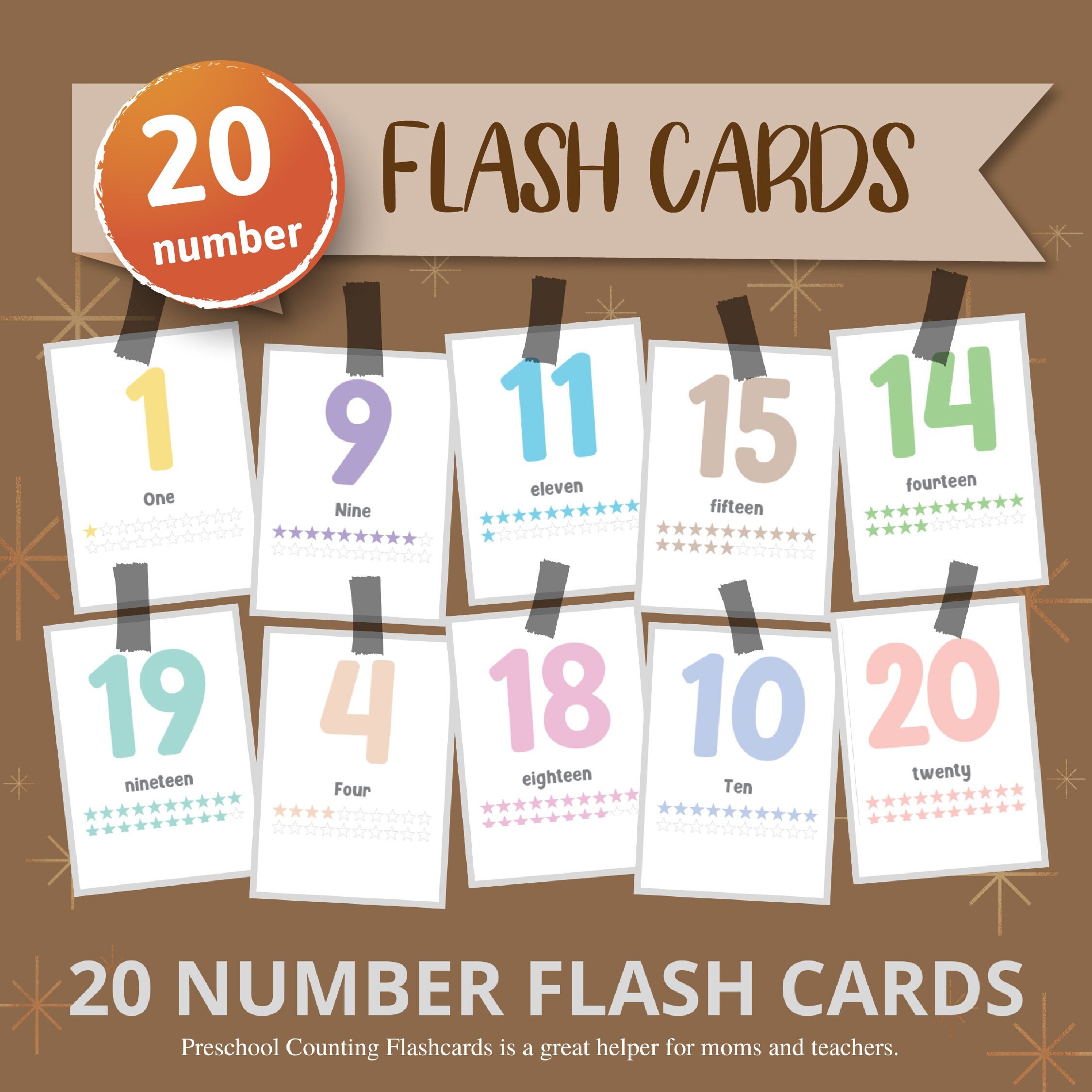 Count to 20 Numbers Flashcards, Printable Counting Flashcards for Kids ...