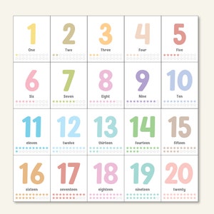 Count to 20 Numbers Flashcards, Printable Counting Flashcards for Kids ...
