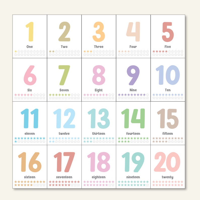Count to 20 Numbers Flashcards, Printable Counting Flashcards for Kids ...