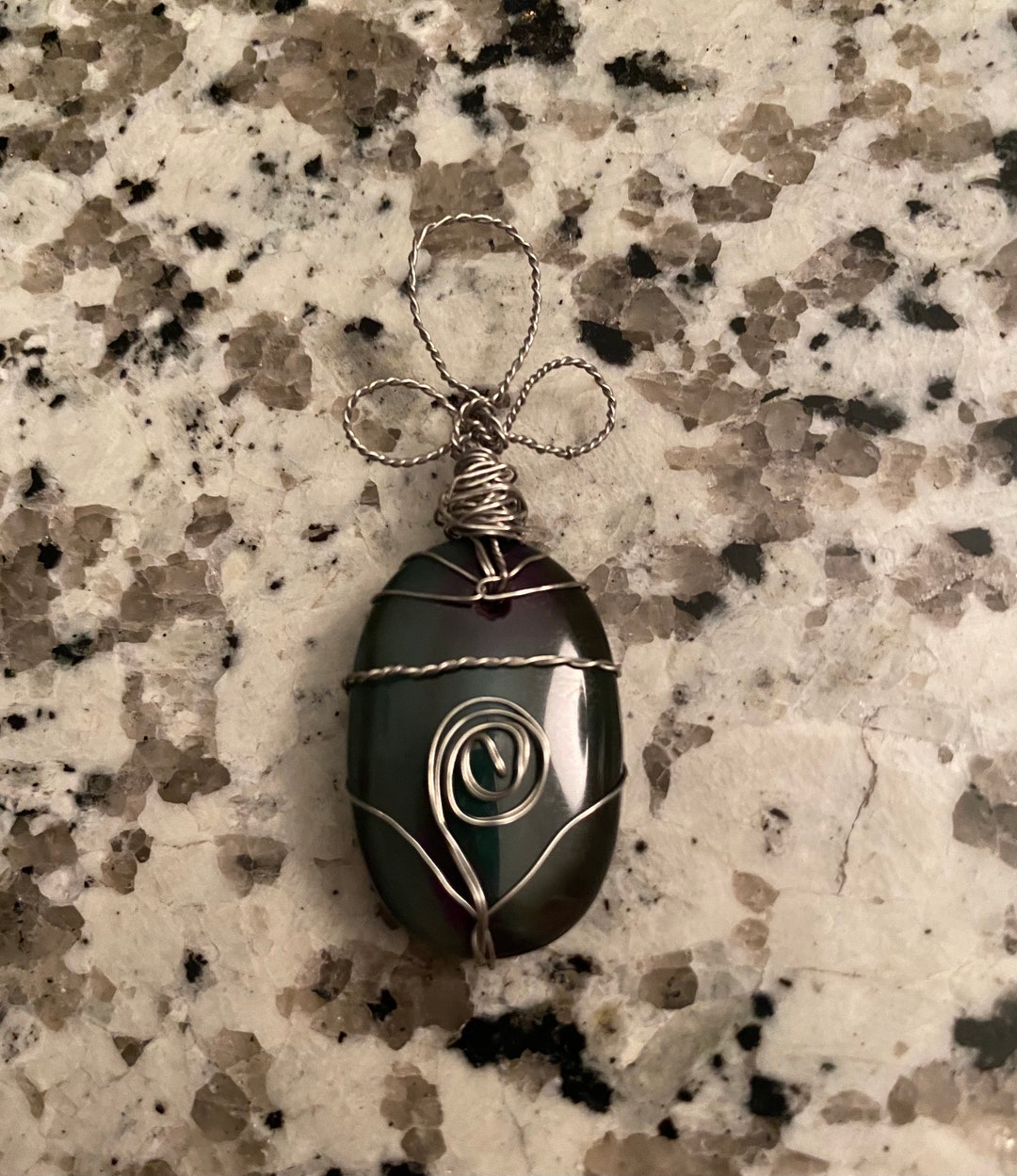 Agate Stone Pendent Wrapped in Silver Copper Wire - Etsy