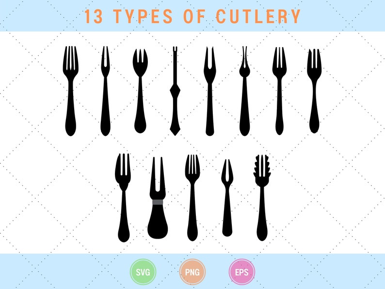13 Types of Cutlery Svg | Cutlery Svg | Restaurant Svg | Cut Files for ...