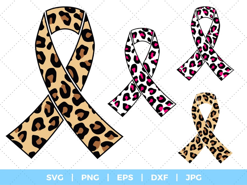 Leopard Ribbon Svg | Breast Cancer Awareness Svg | Ribbon Svg Bundle ...