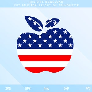 Apple SVG Apple With American Flag American Flag Svgapple - Etsy