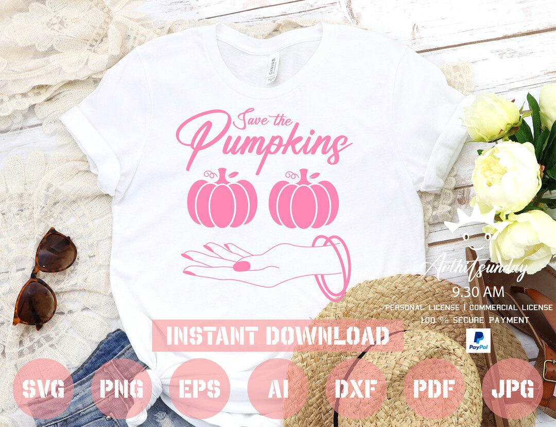 Save the Pumpkins SVG: Pink Breast Cancer Awareness Design (digital ...
