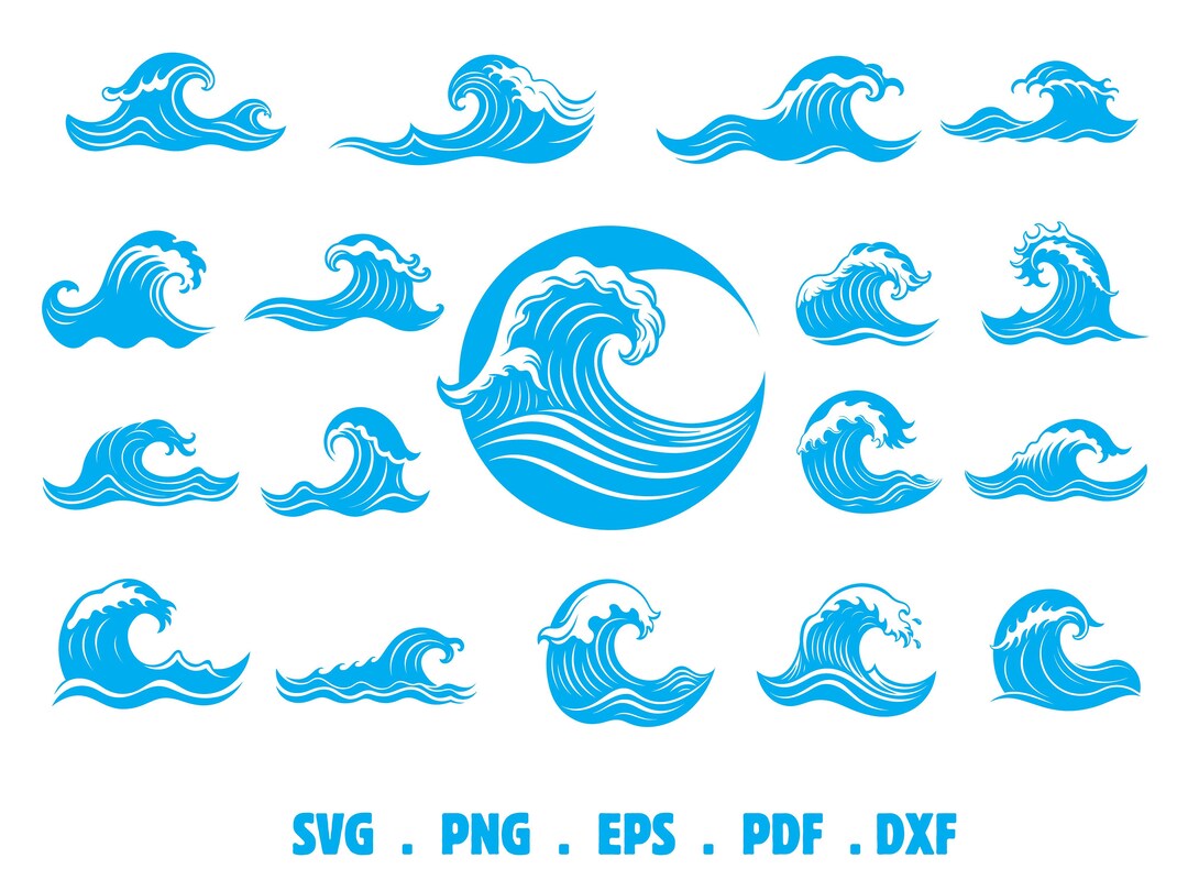 Blue Sea Wave Svg, Wave SVG, Wave Bundle Svg, Wave Cut Files, Wave Clipart, Wave Cricut, Ocean ...