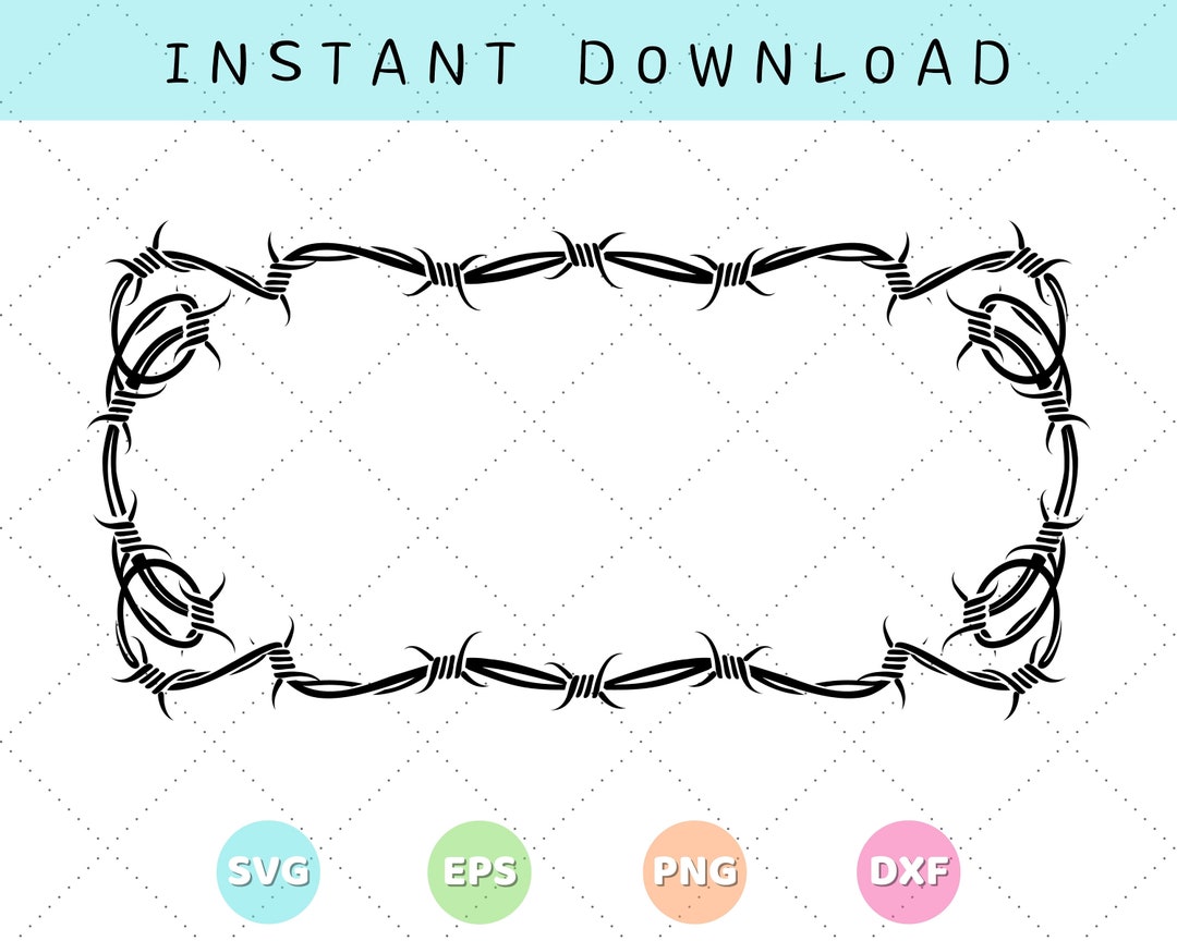 Barbed Wire Frame Svg,png File, Barbed Wire Decor Cut File Instant ...