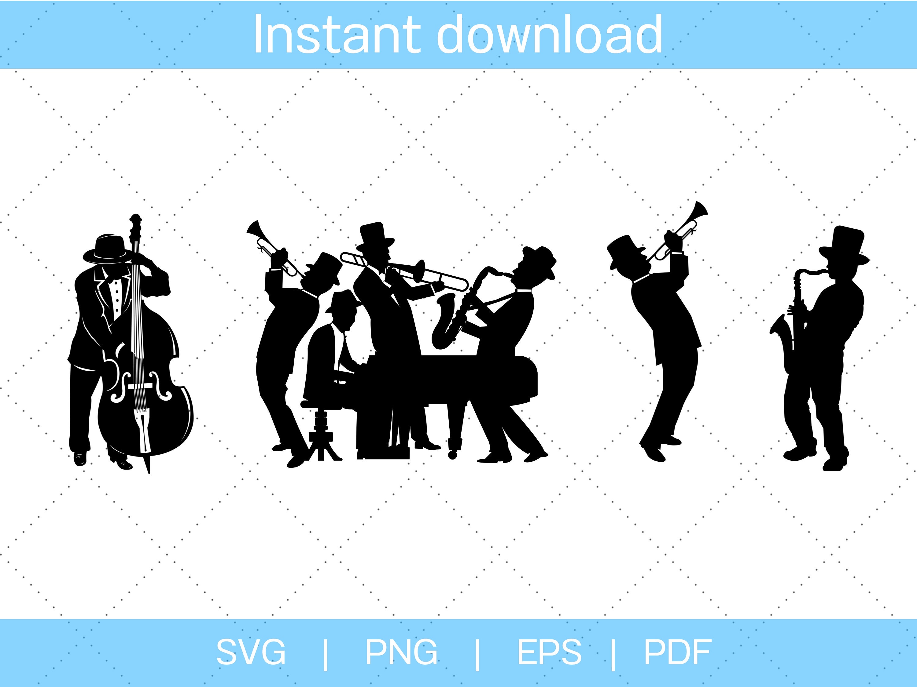 Jazz Musician Svg | Jazz Band Svg | Saxophone Svg | Orchestra Svg ...
