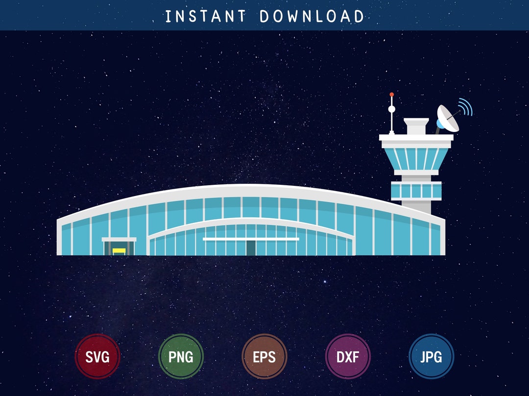Airport Building and Control Tower Svg,png File | Digital Print ...