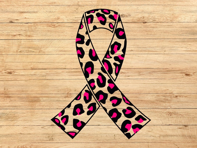 Leopard Ribbon Svg | Breast Cancer Awareness Svg | Ribbon Svg Bundle ...