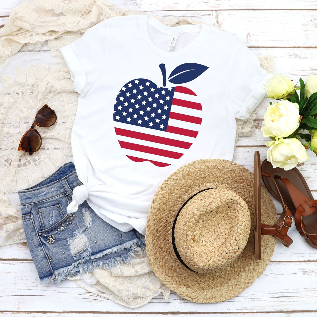 American Flag Apple SVG: Patriotic Cut File for Cricut - Etsy