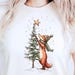 Watercolor Christmas Fox PNG: Woodland Animal Decorating Tree (digital ...