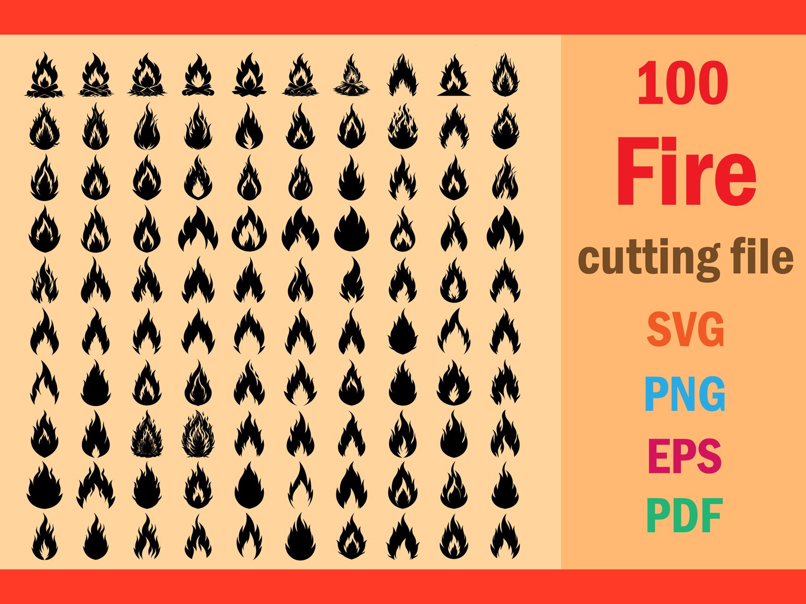 100 Fire SVG Bundle, Campfire Svg, Fire Clipart, Fire Svg Files, Fire ...