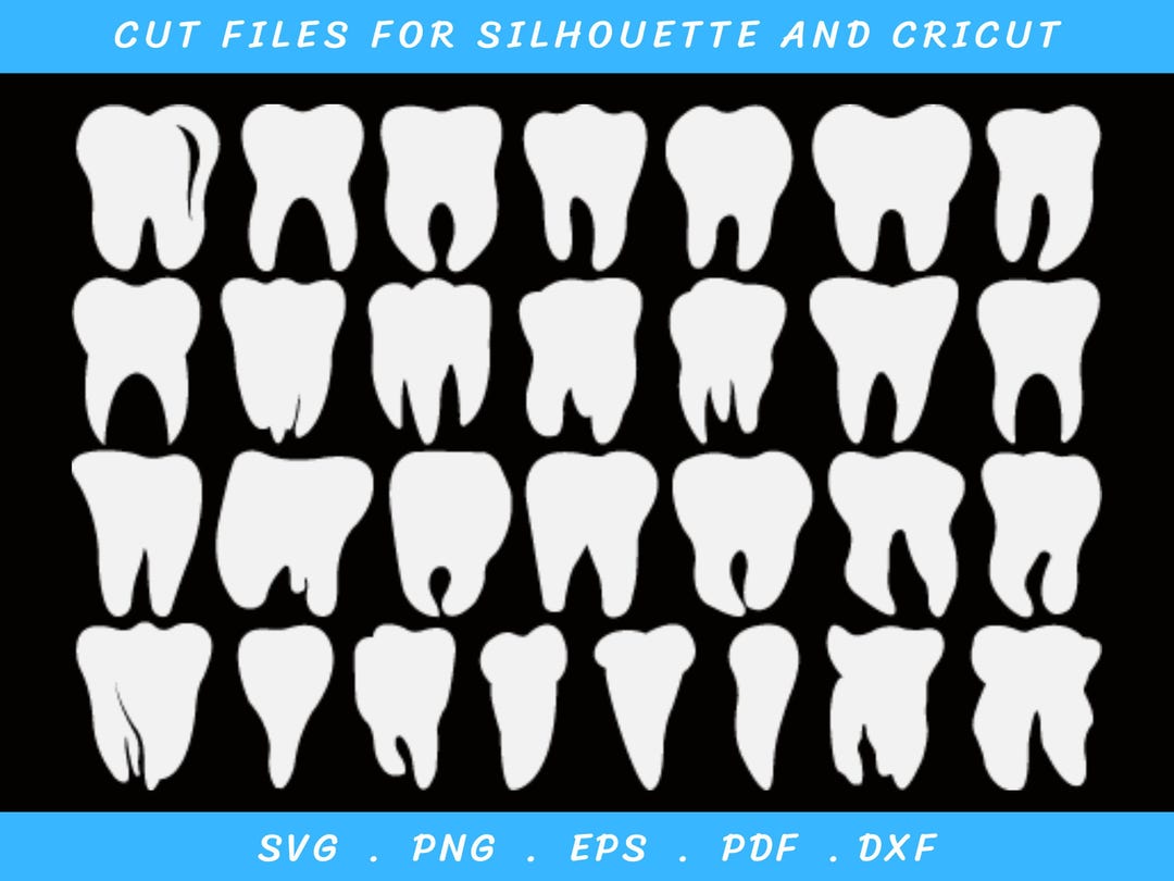 Tooth Svg, Teeth Silhouette Svg, Cut Files for Silhouette and Cricut - Etsy