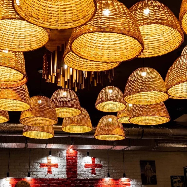 Rattan Outdoor Lamp Shade Hanging - Etsy UK