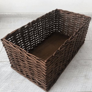 Rectangular Woven Basket, Shallow Storage Basket for Nursery, Wicker ...