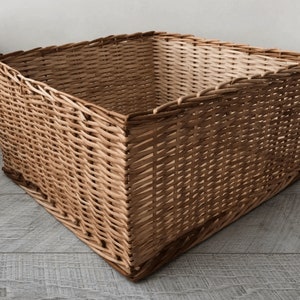 Large Square Rattan Storage Basket, Wicker Storage Box, Garden Harvest ...