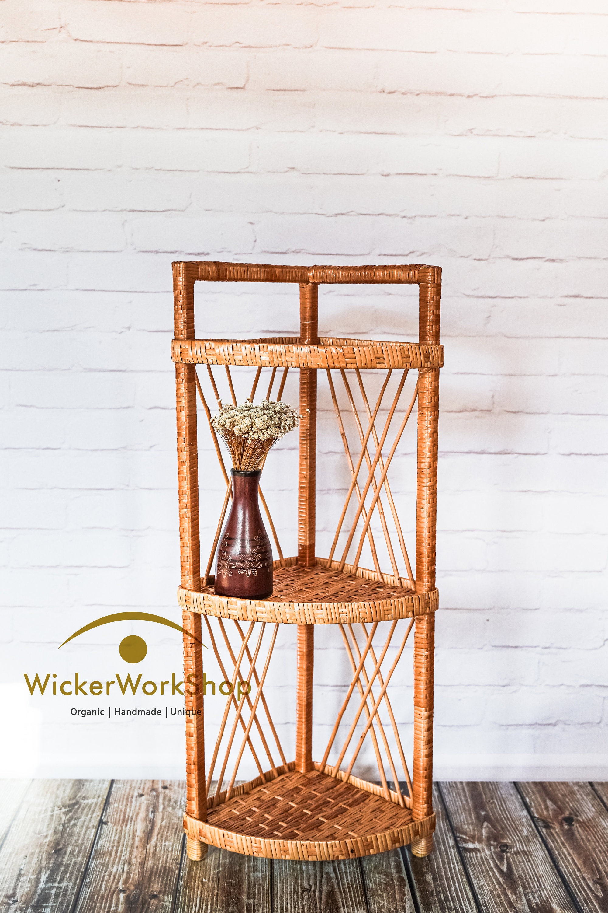 Corner Shelftiered Plant Standwicker Shelvestriangle - Etsy