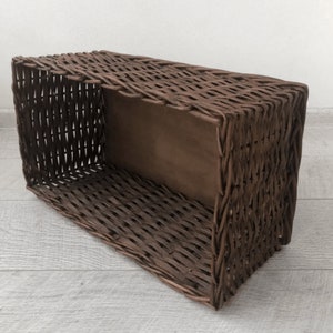 Rectangular Woven Basket, Shallow Storage Basket for Nursery, Wicker ...